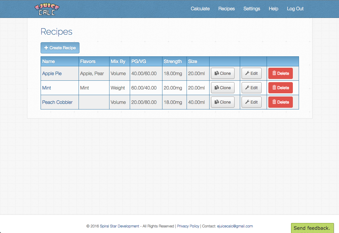 eJuice Calc - DIY eJuice Recipe Calculator
